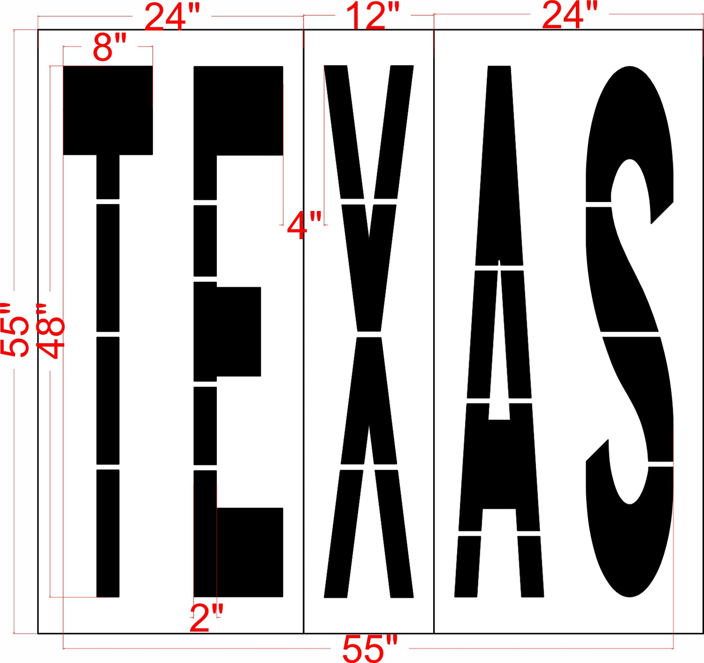 48" Dallas DOT TEXAS Stencil - 1-800-Stencil