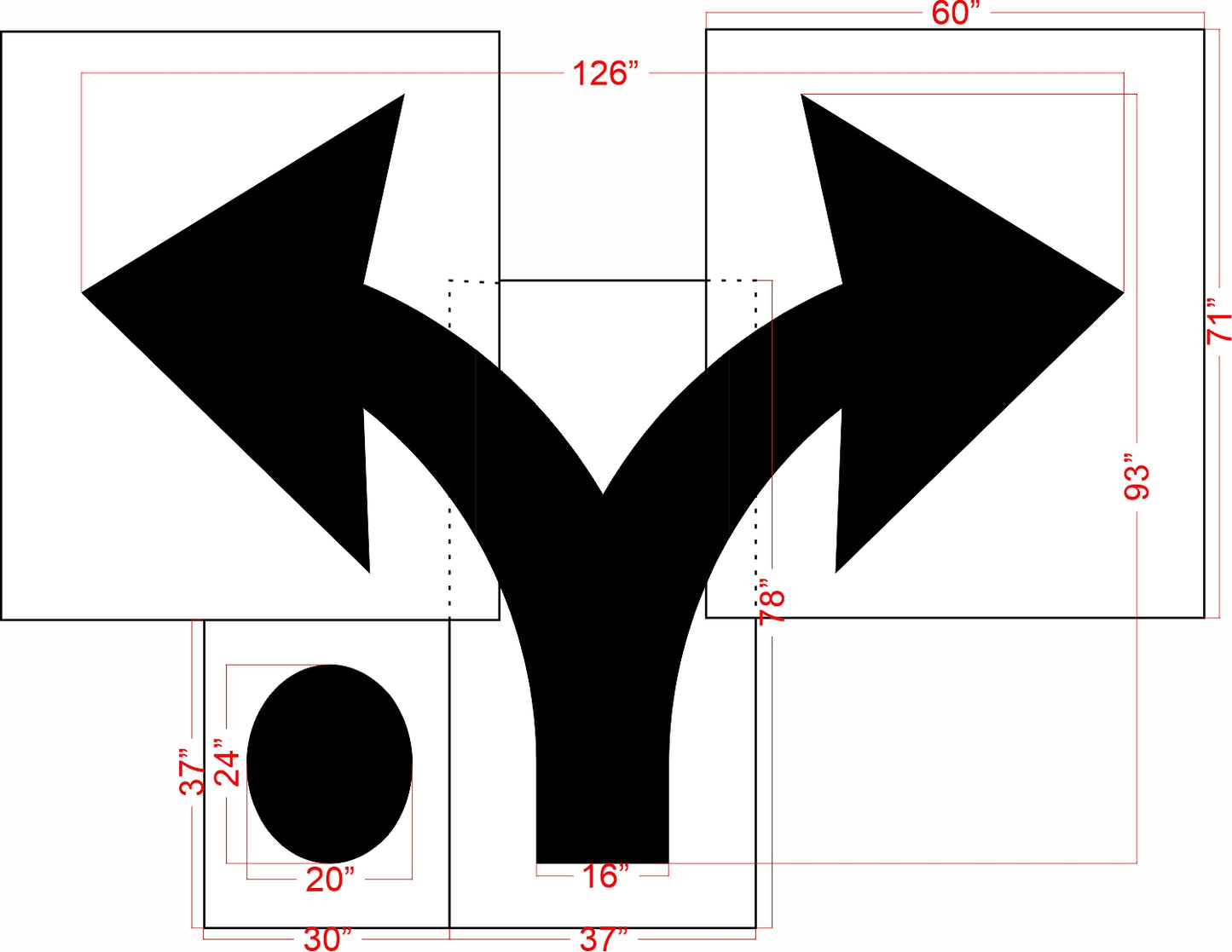 93" Georgia DOT Lane Split Arrow Stencil | Parking Lot & Drive-Thru ...