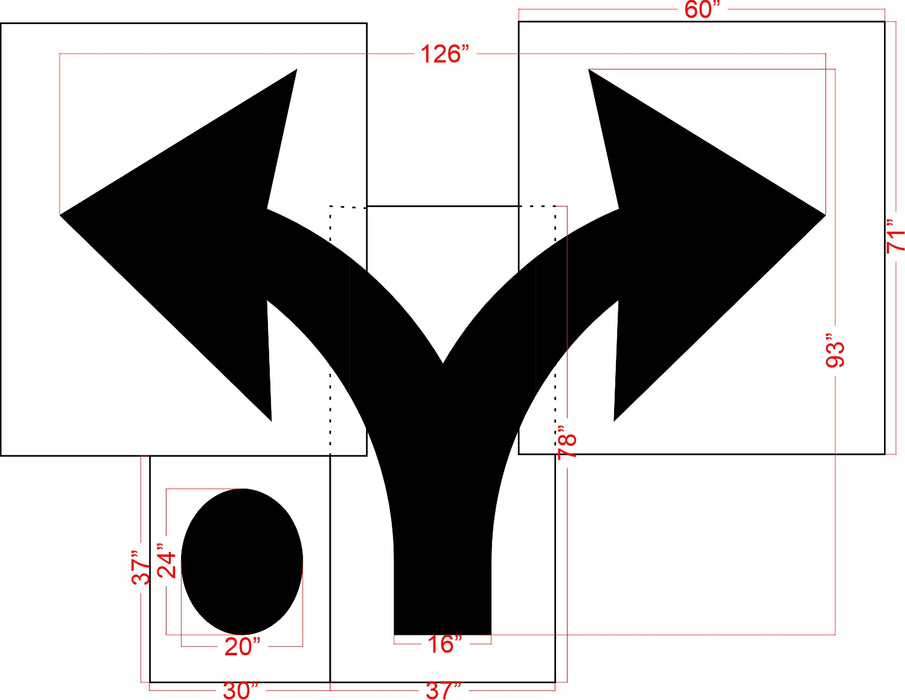 93" Georgia DOT Lane Split Arrow Stencil - 1-800-Stencil