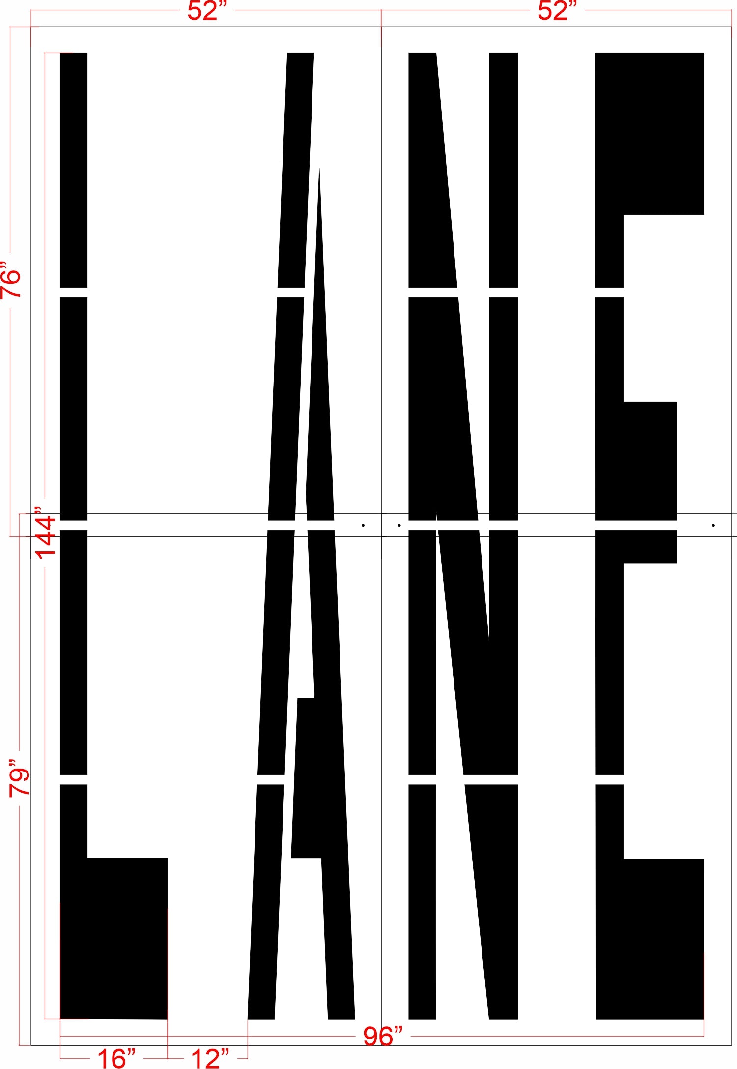 144" Georgia DOT LANE Stencil