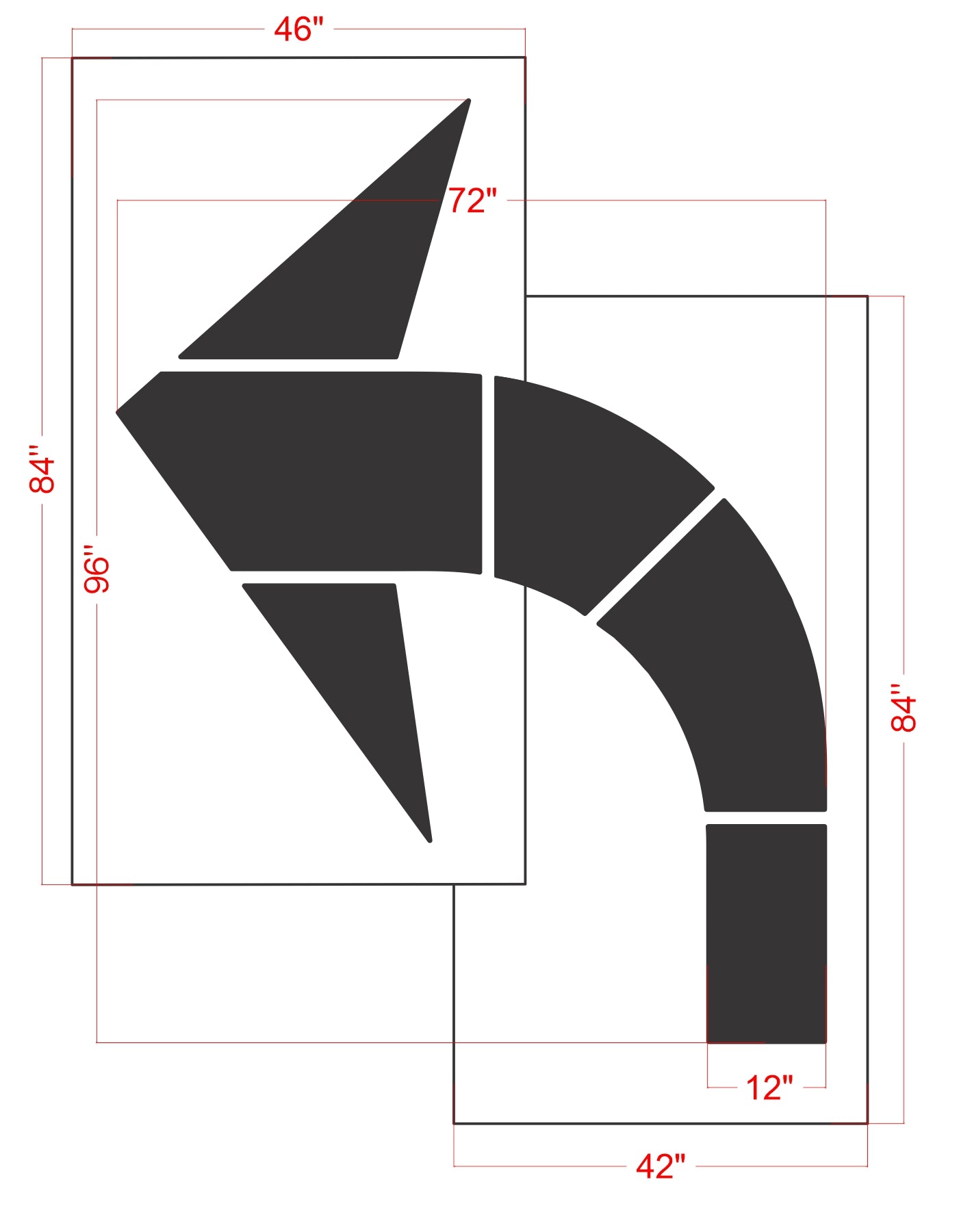 96" Iowa DOT Turn Arrow Stencil - 1-800-Stencil