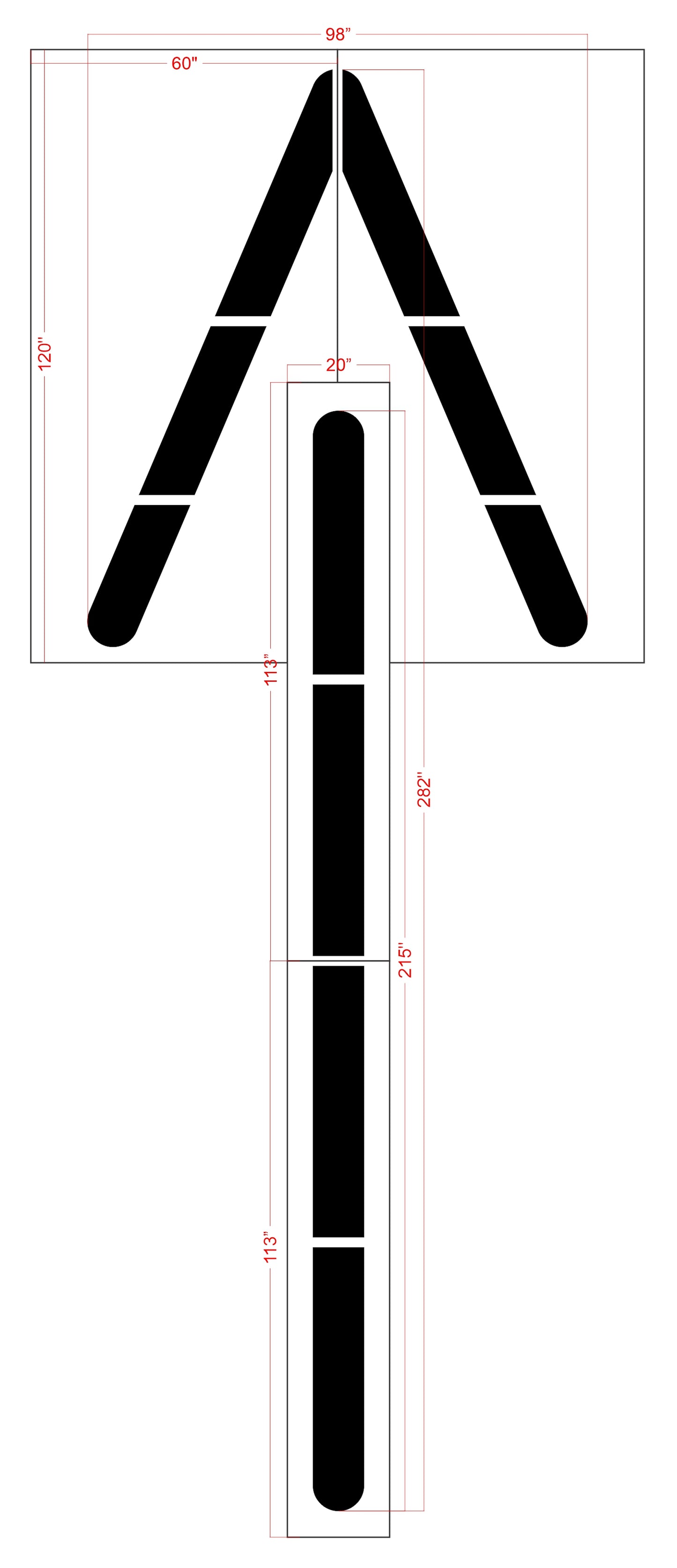 282" Massachusetts DOT Wrong Way Arrow Stencil - 1-800-Stencil