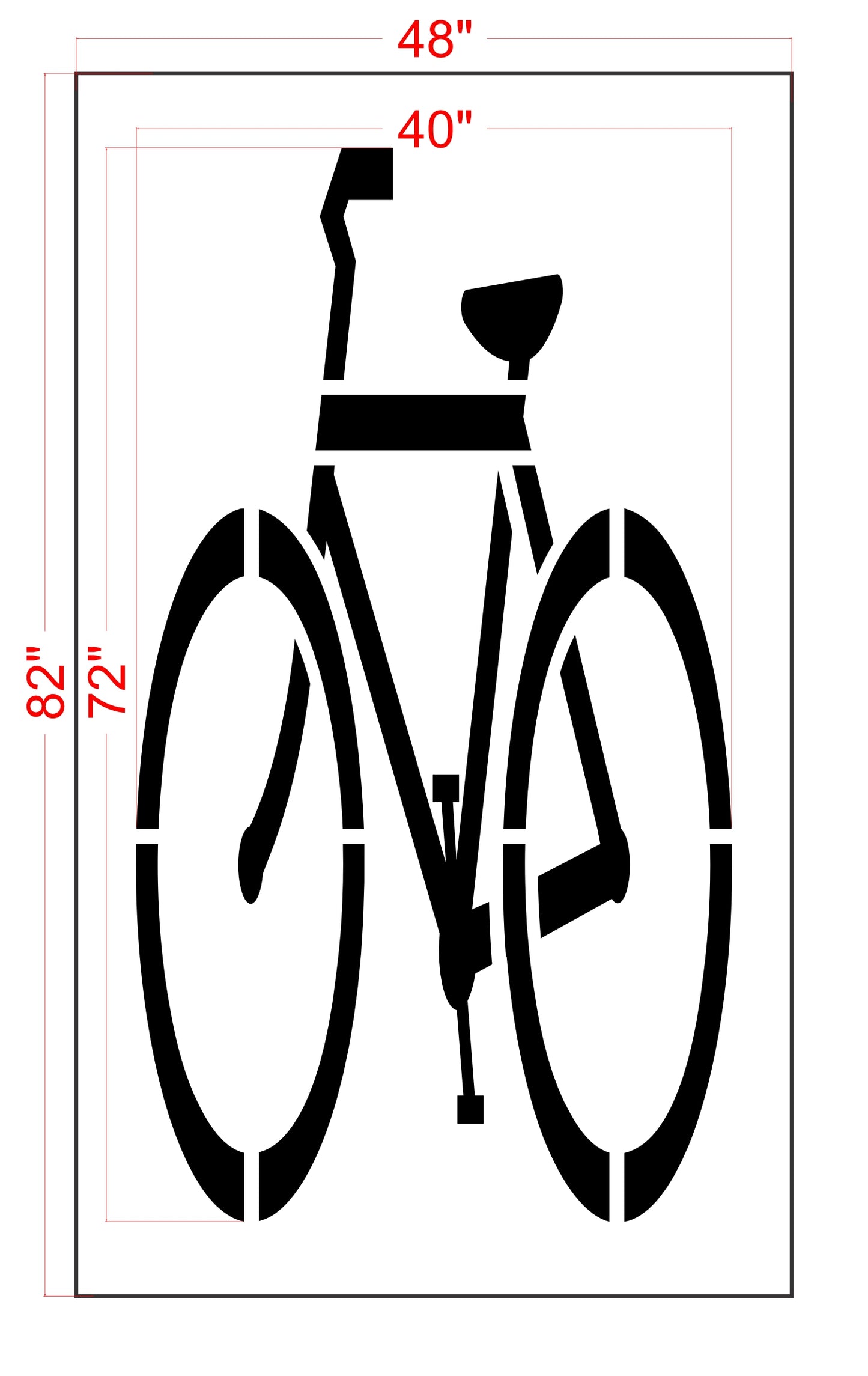 72" Massachusetts DOT Bike Lane Symbol Stencil - 1-800-Stencil