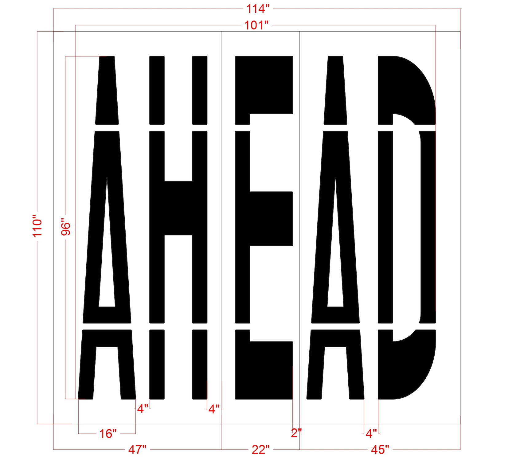 96" Michigan DOT AHEAD Stencil - 1-800-Stencil