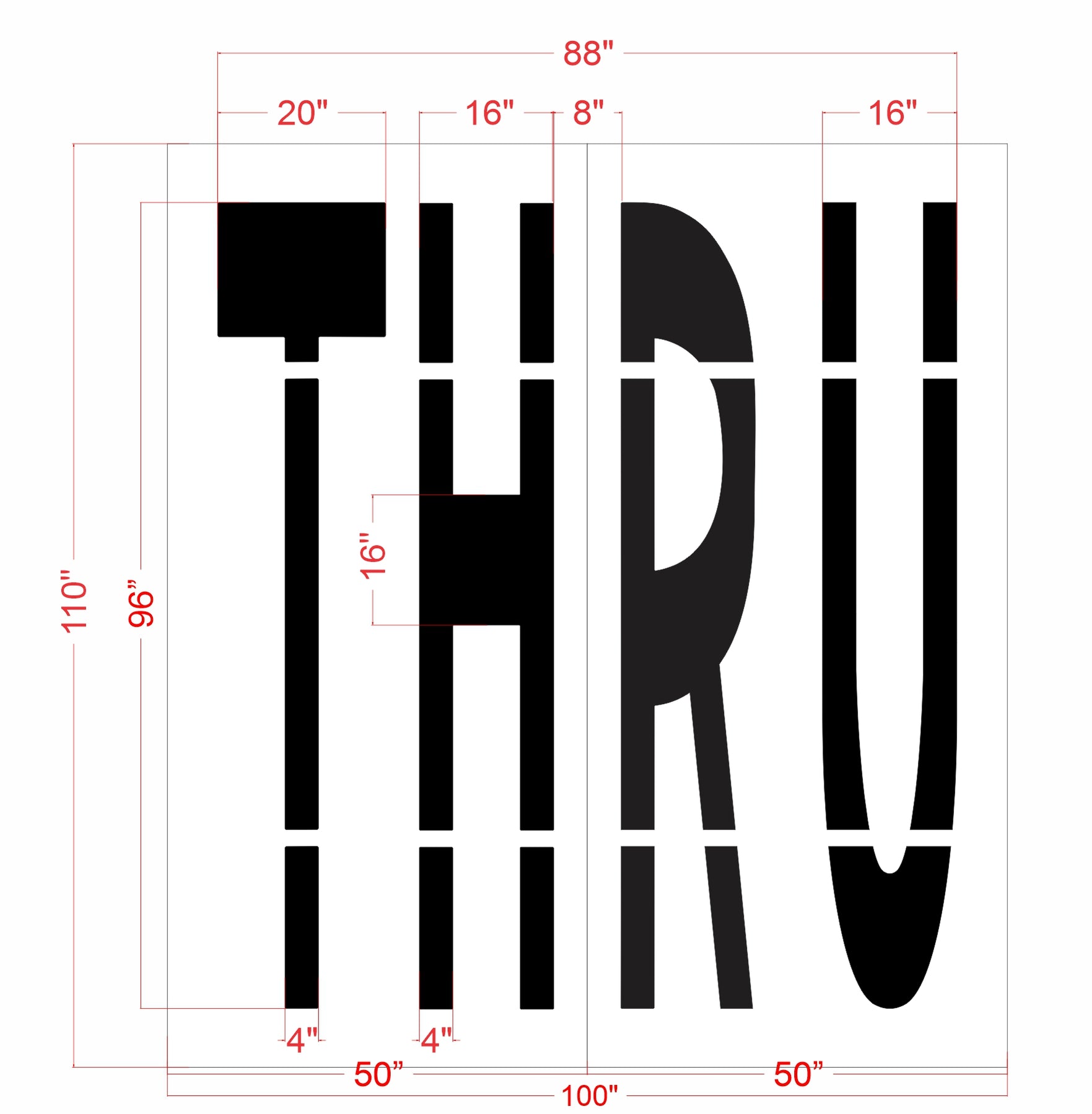 96" Michigan DOT THRU Stencil - 1-800-Stencil