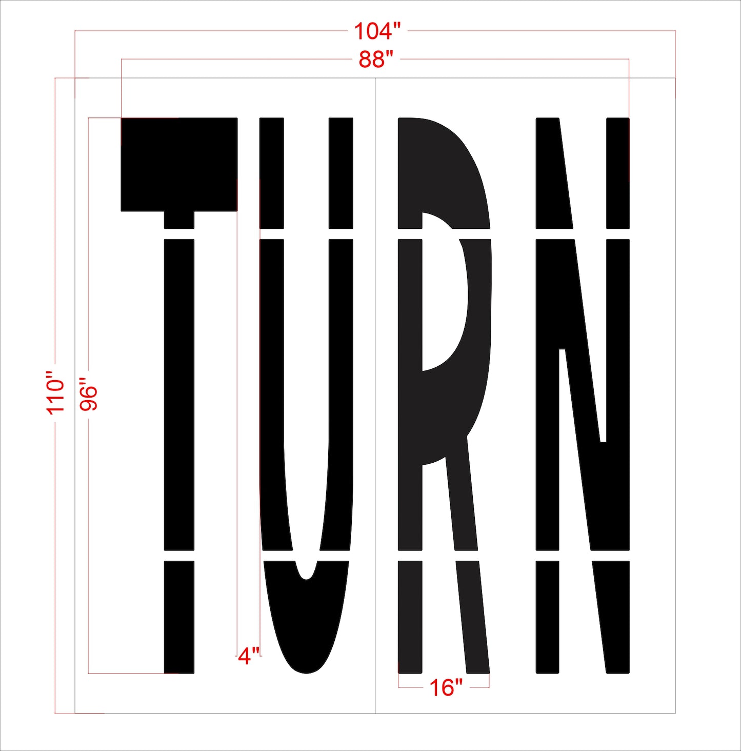 96" Michigan DOT TURN Stencil