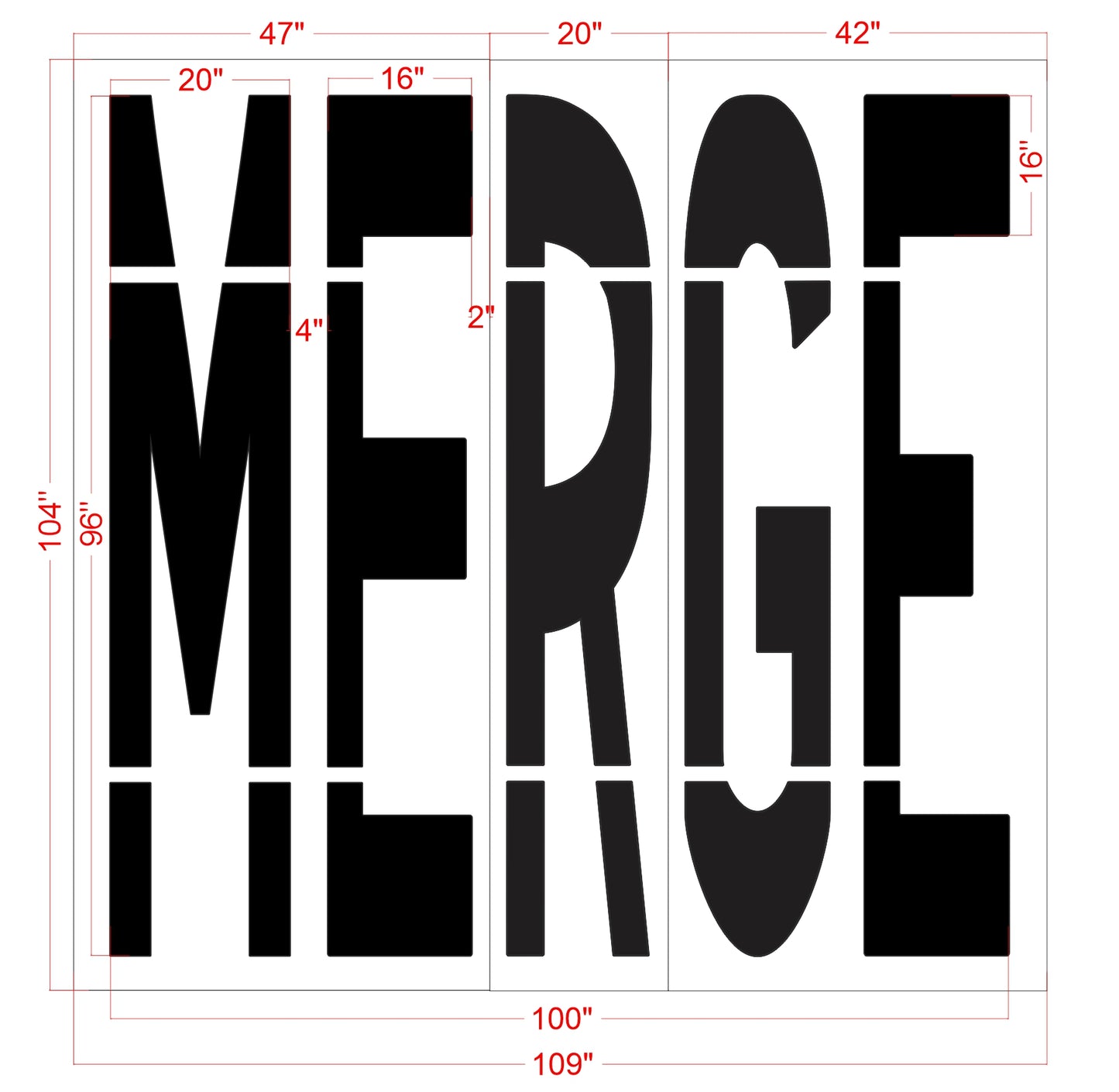 96" Michigan DOT MERGE Stencil | Parking Lot & Drive-Thru Pavement ...