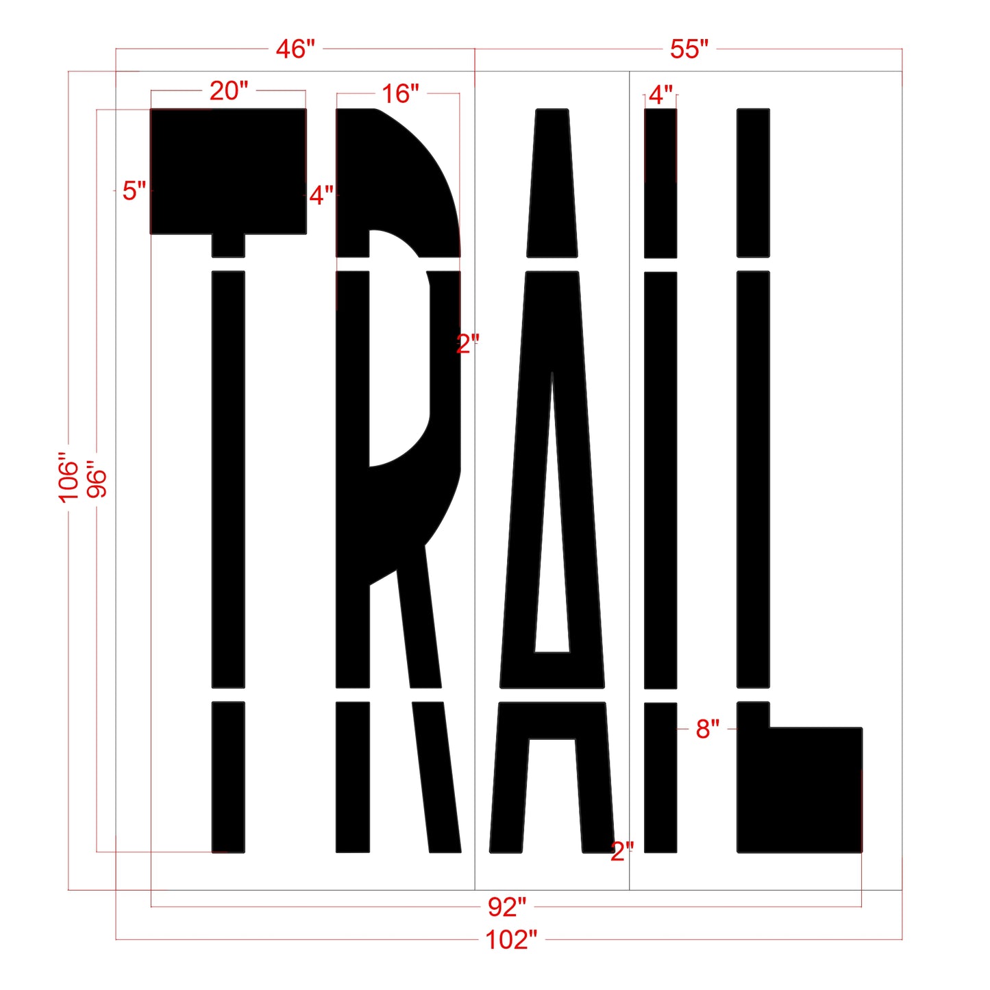 96" Michigan DOT TRAIL Stencil | Parking Lot & Drive-Thru Pavement ...