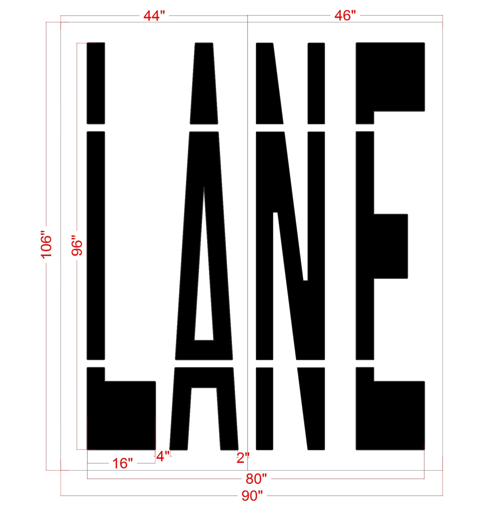 96" Michigan DOT LANE Stencil | Parking Lot & Drive-Thru Pavement ...