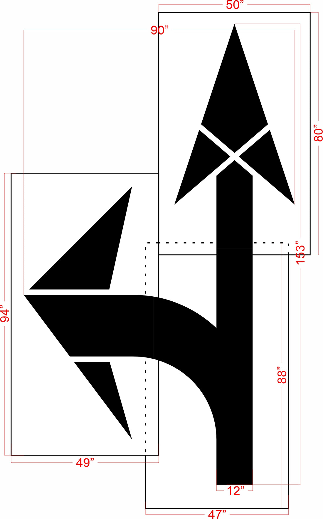 153" Missouri DOT Combo Arrow Stencil - 1-800-Stencil