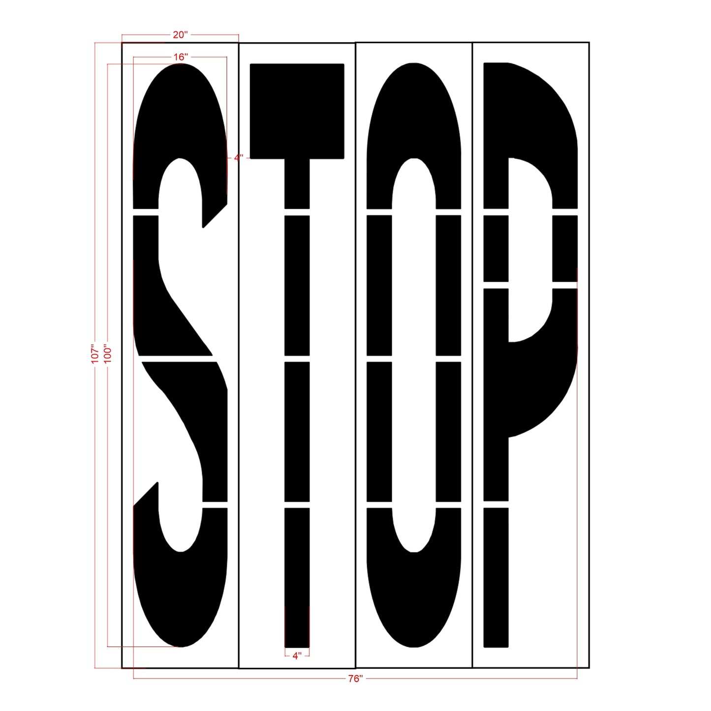100" Mississippi DOT STOP Stencil - 1-800-Stencil