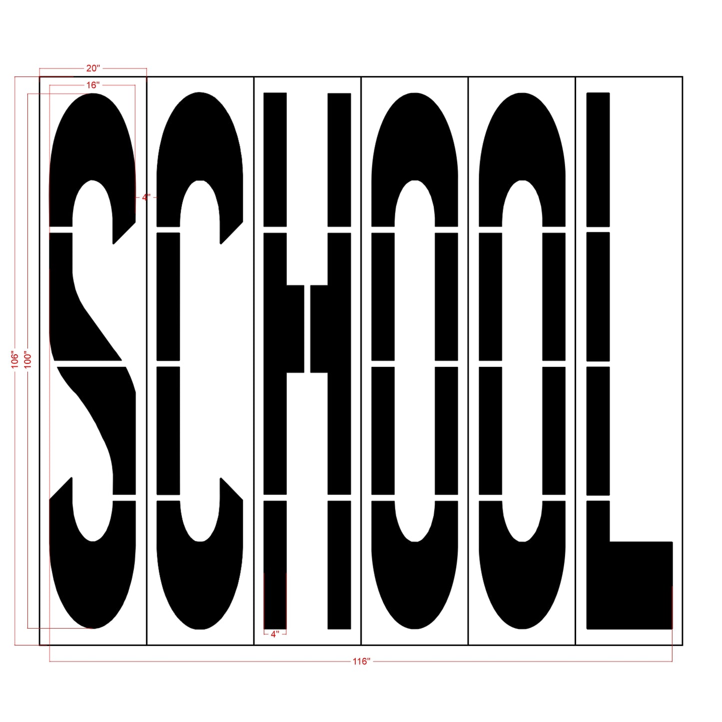 100" Mississippi DOT SCHOOL Stencil - 1-800-Stencil