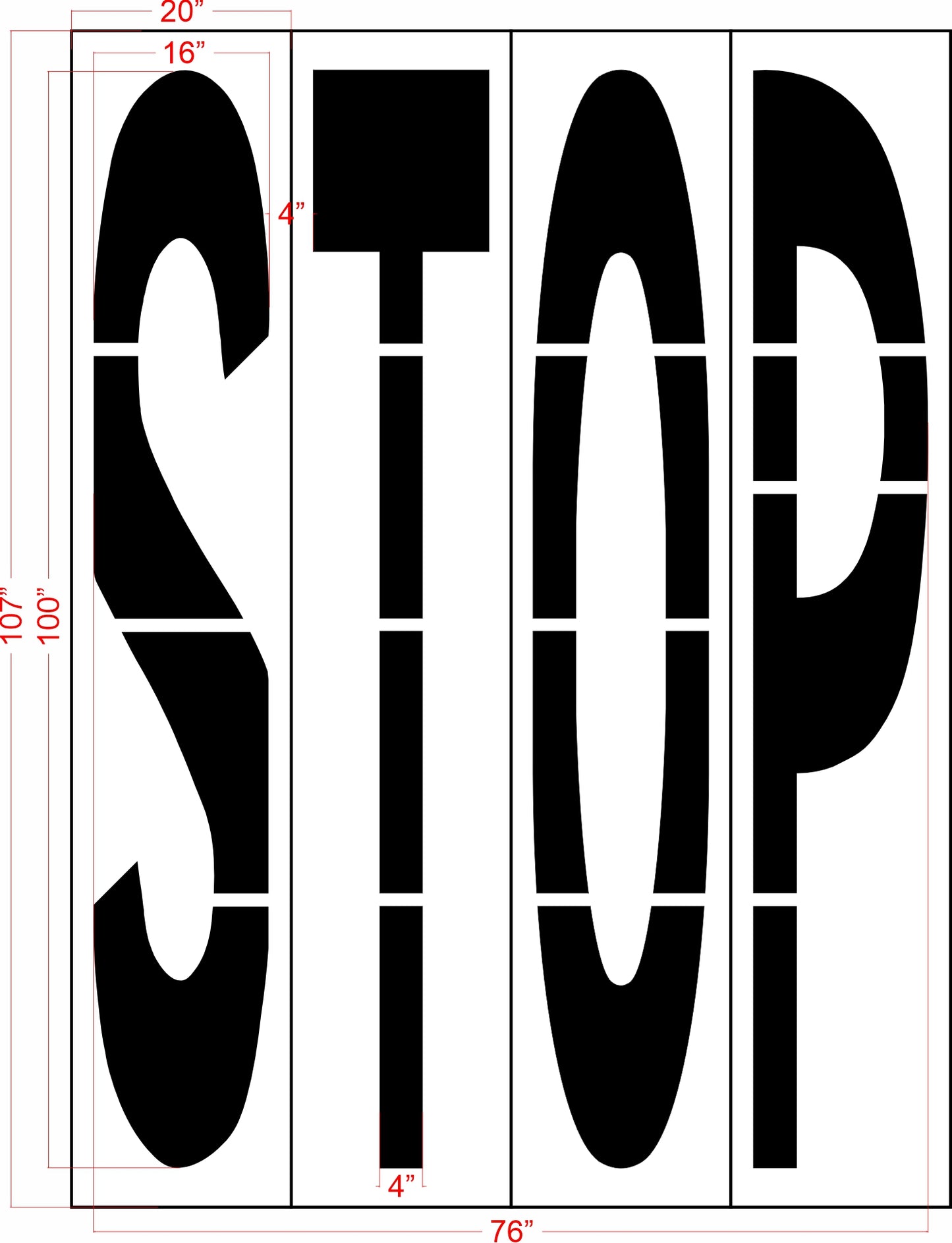 100 Inch Montana DOT STOP Pavement Stencil - 1-800-Stencil