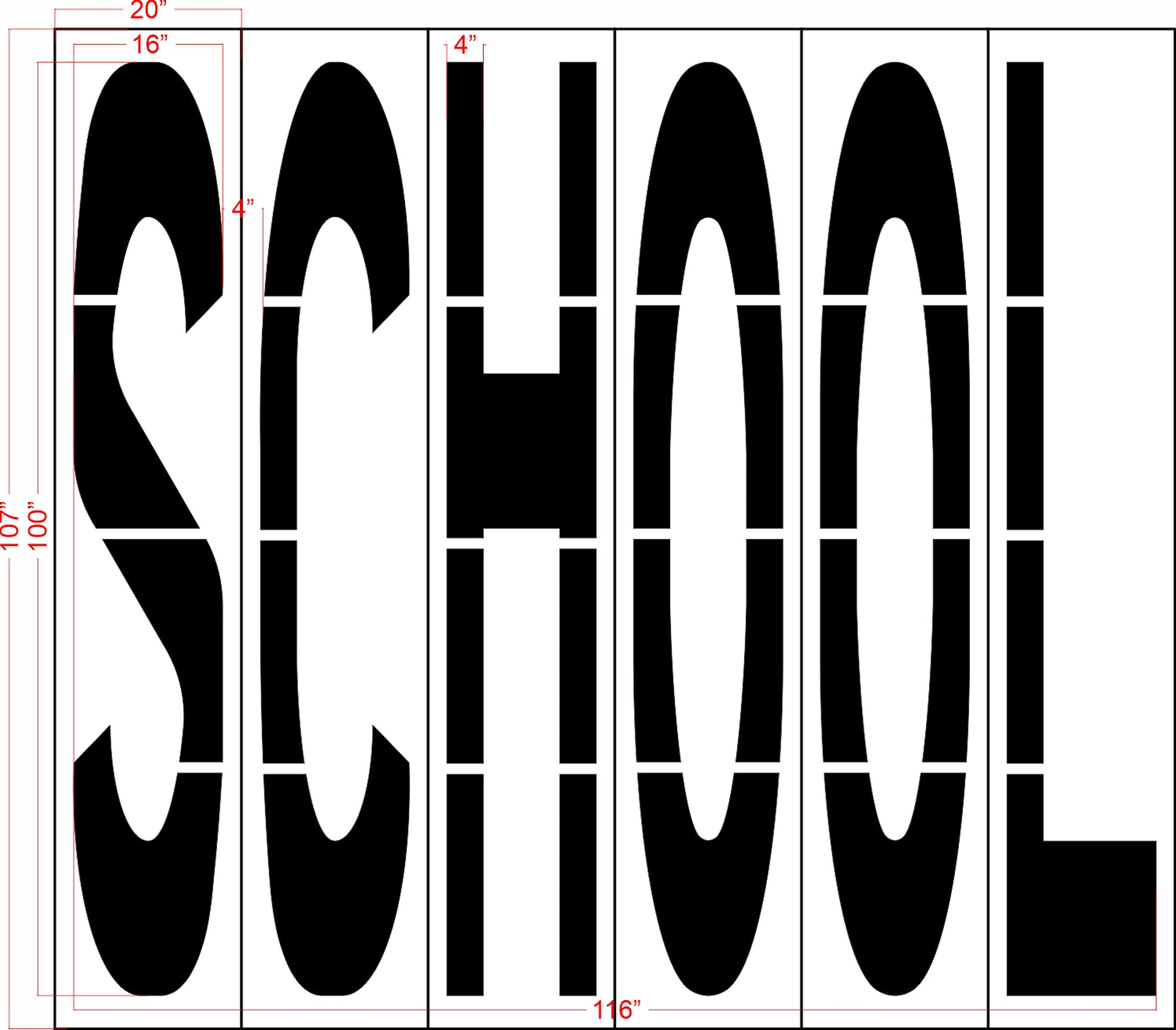 100" Montana DOT SCHOOL Stencil - 1-800-Stencil