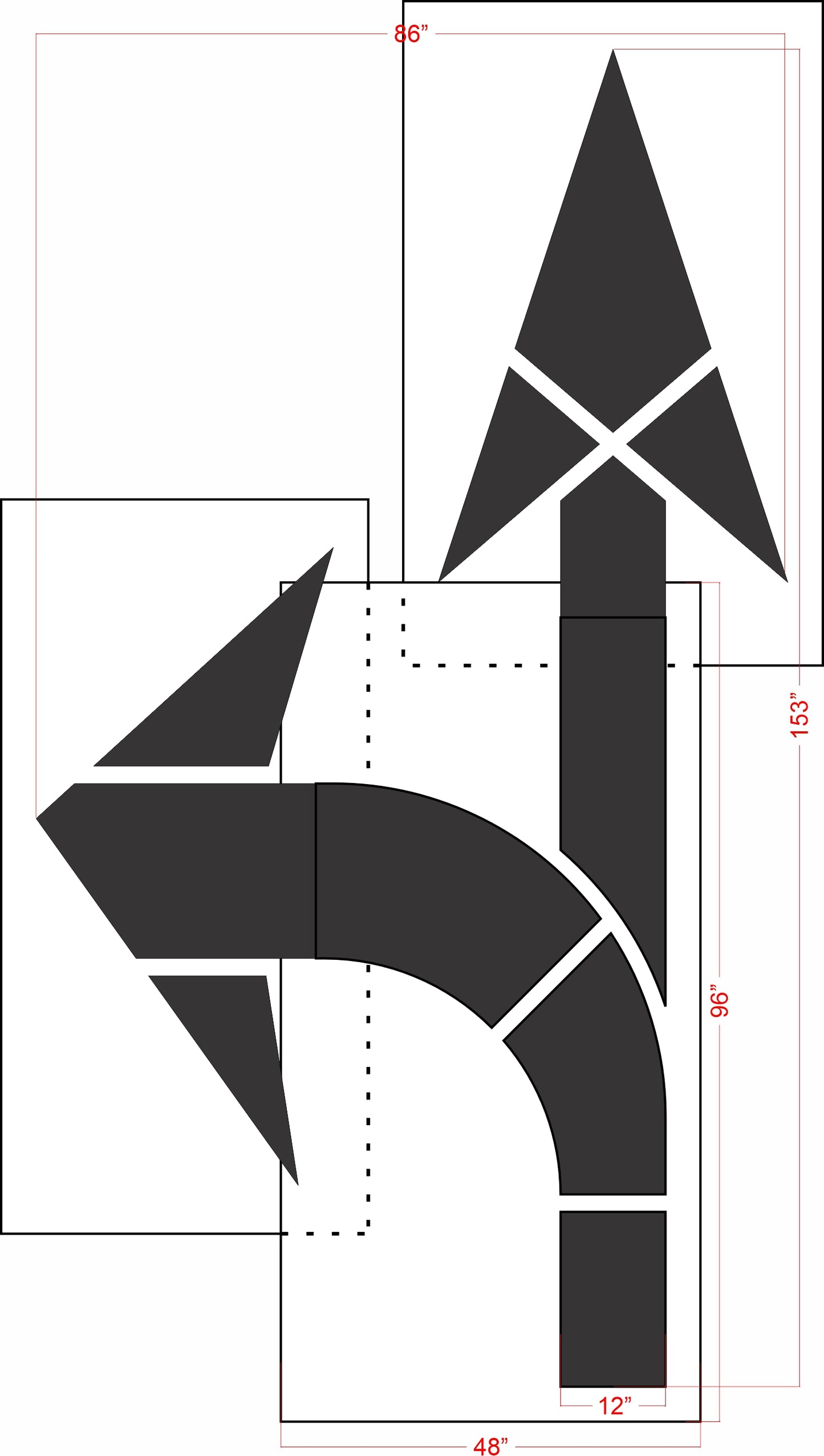 153" Montana DOT Combo Arrow Stencil
