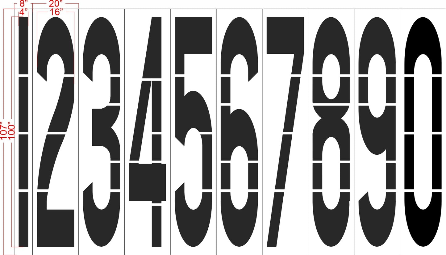 100 Inch NC DOT Number Stencil Kit - 1-800-Stencil