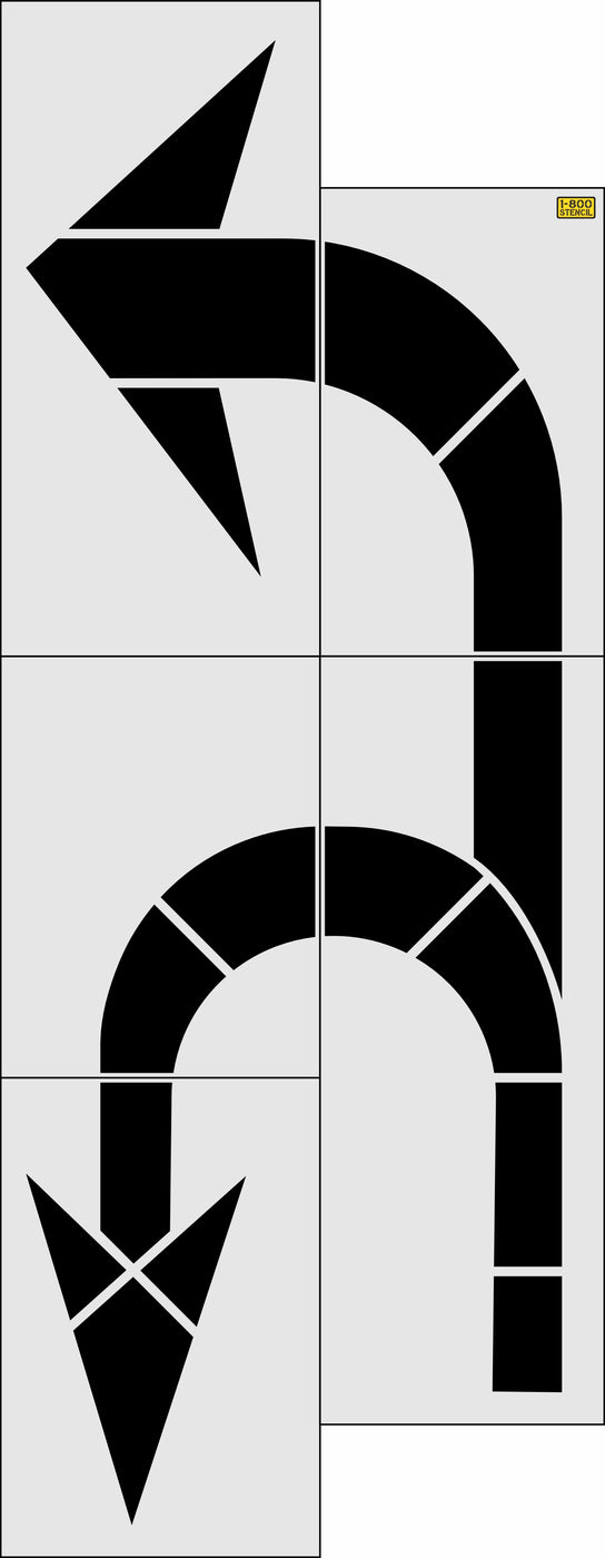 232" North Carolina DOT Left and U-Turn Arrow Stencil - 1-800-Stencil