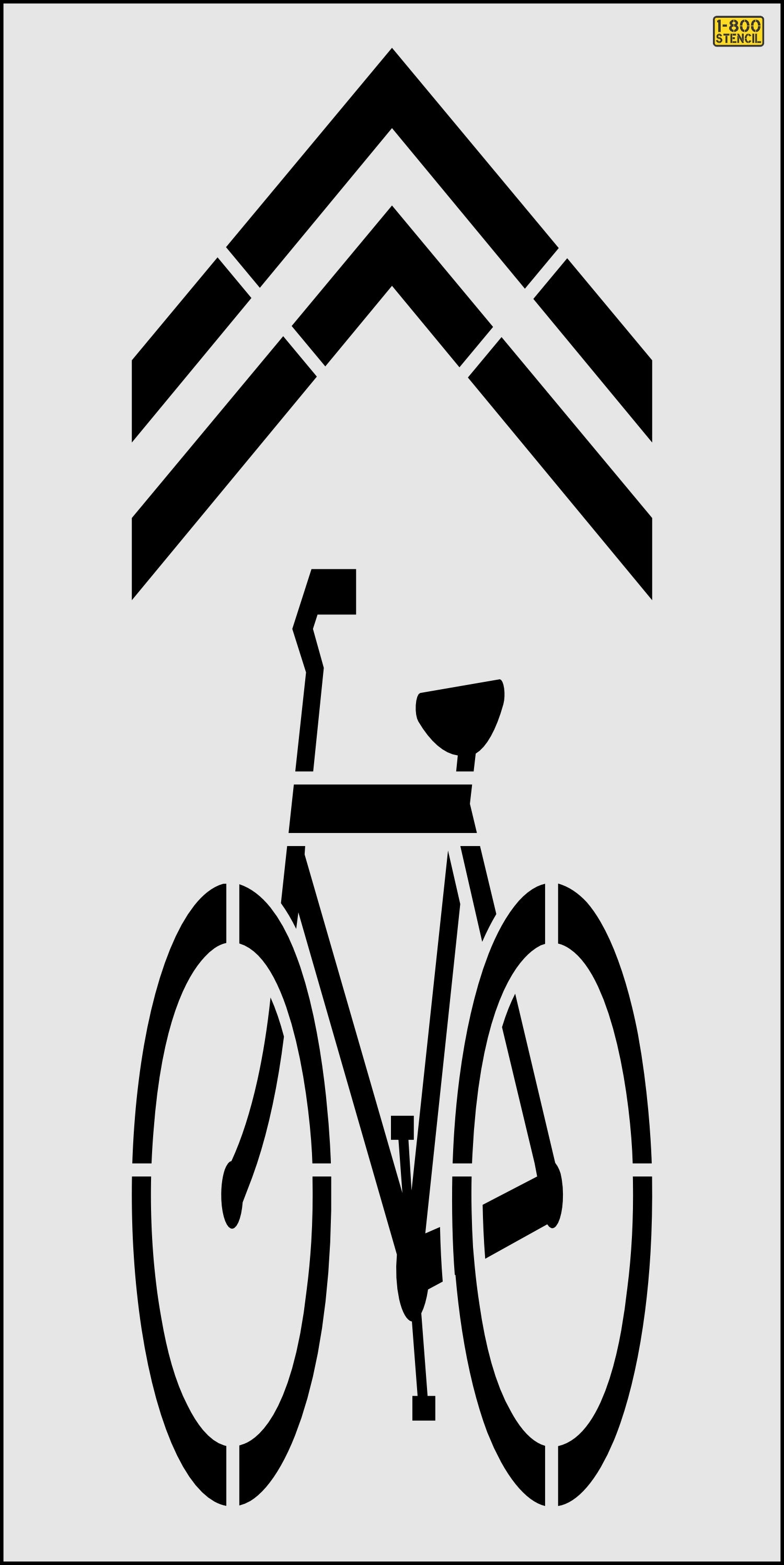 112" North Carolina DOT Bike Symbol w/ Chevron Stencil - 1-800-Stencil