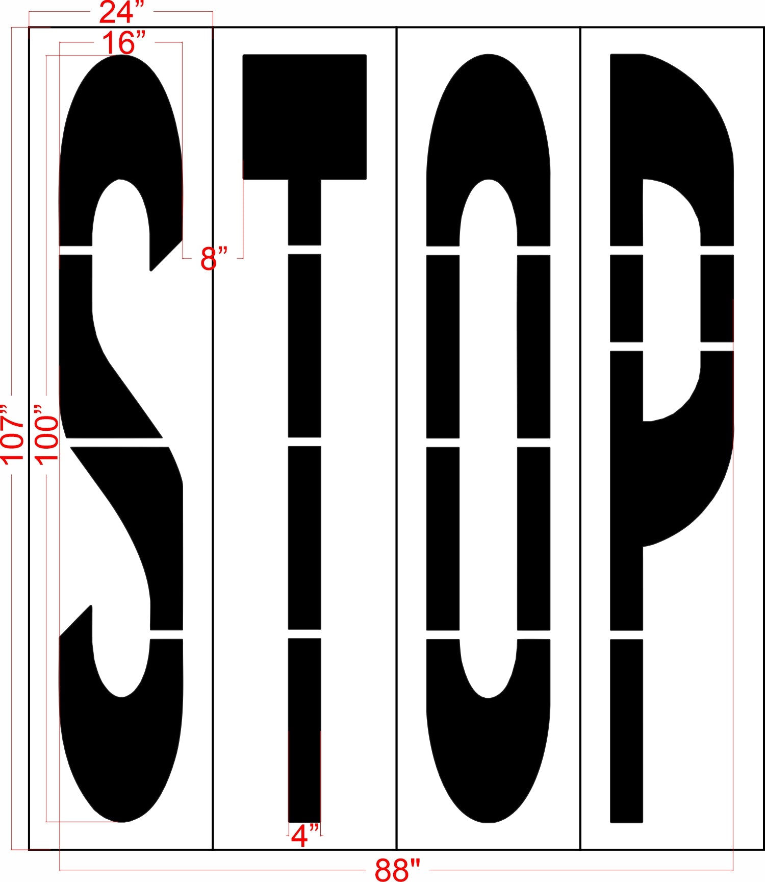 100" North Carolina DOT STOP Stencil