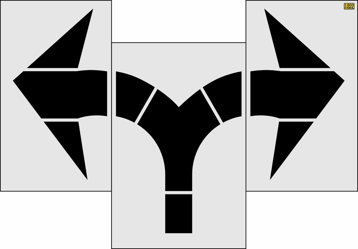 100" North Dakota DOT Lane Split Arrow Stencil - 1-800-Stencil