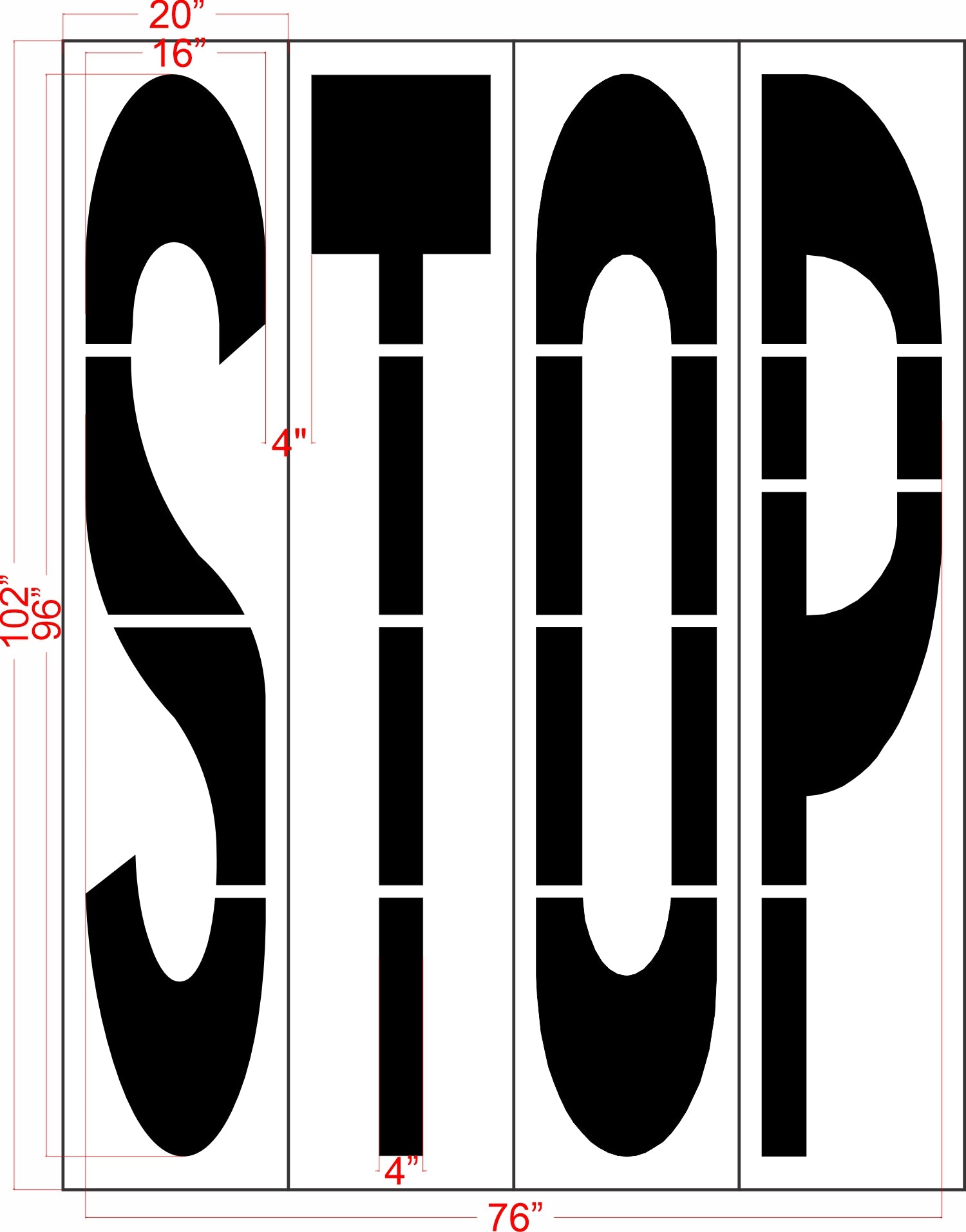 96" North Dakota DOT STOP Stencil | Parking Lot & Drive-Thru Pavement ...