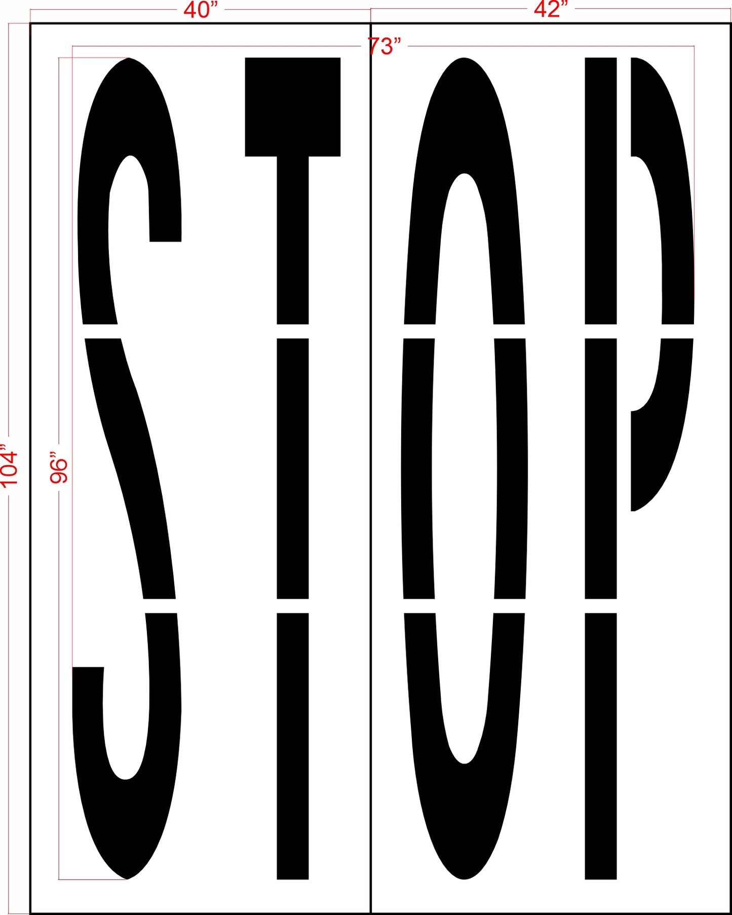 96" Nebraska DOT STOP Stencil