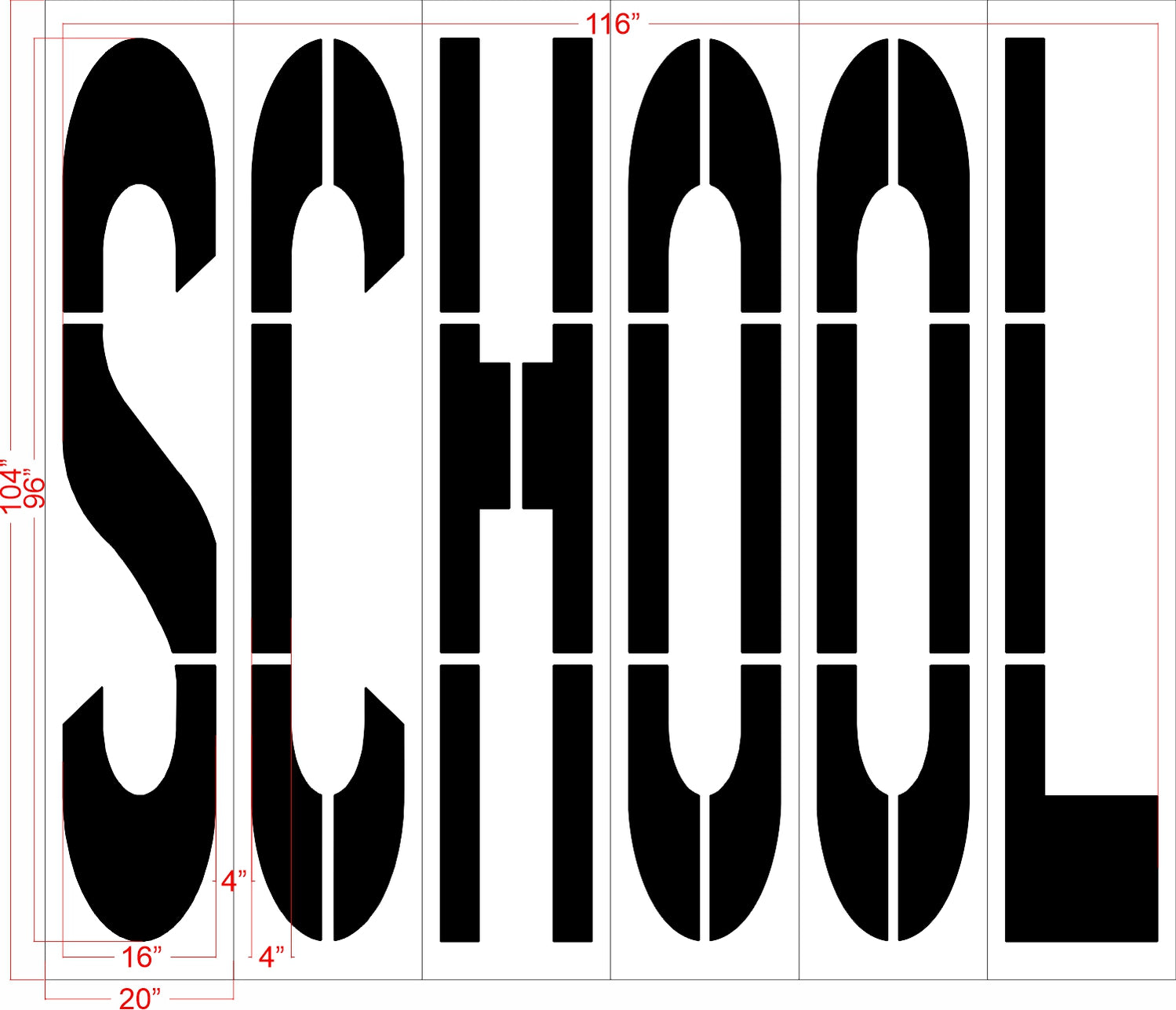 96" New Hampshire DOT SCHOOL Stencil — 1-800-Stencil