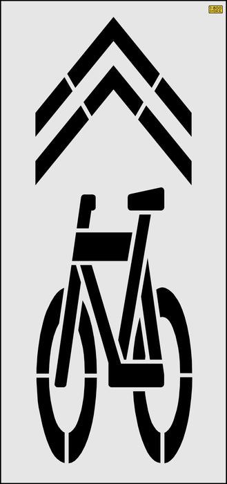 111" New Jersey DOT Bike Symbol w/ Chevron Stencil - 1-800-Stencil