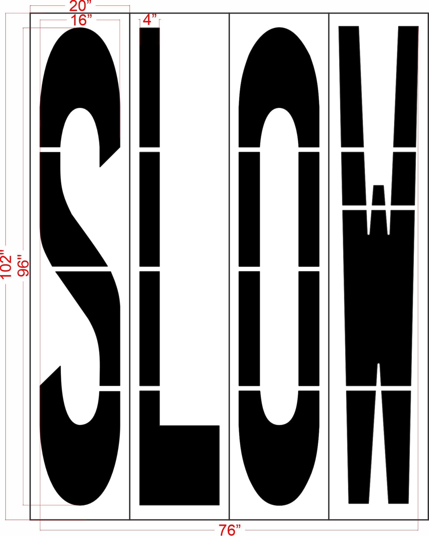 96" New Jersey DOT SLOW Stencil - 1-800-Stencil