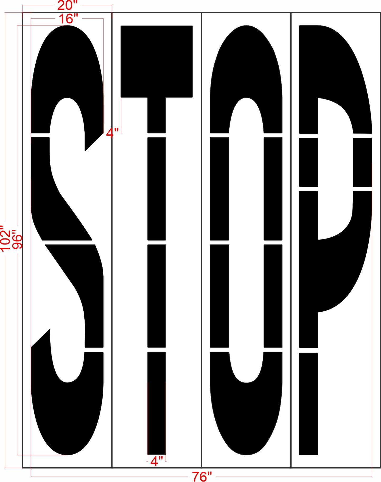 96" New Jersey DOT STOP Stencil