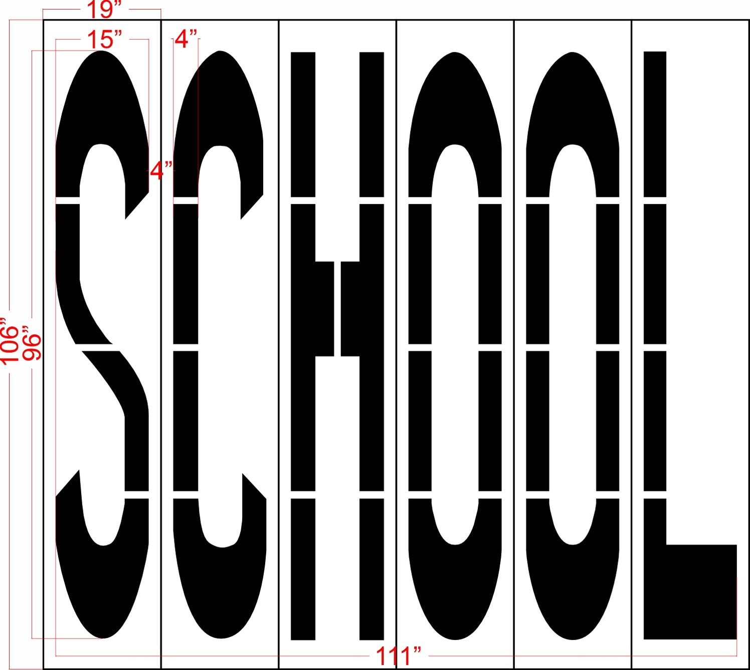 96" New Mexico DOT SCHOOL Stencil - 1-800-Stencil