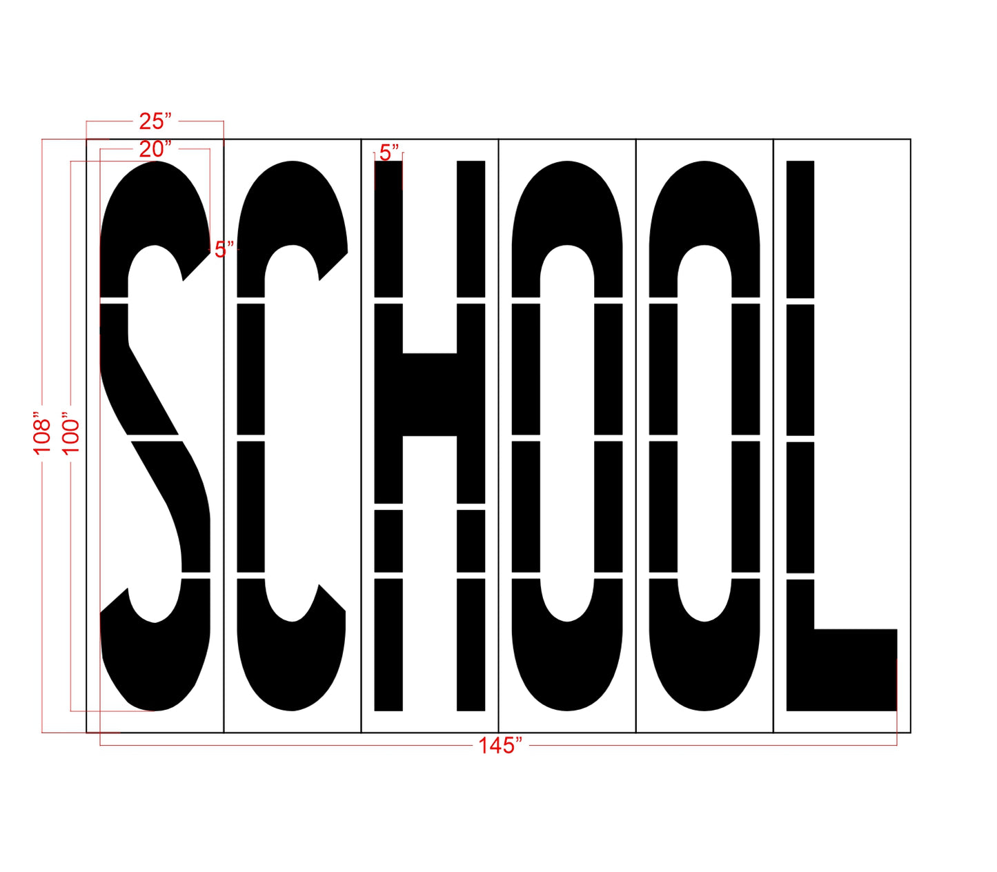 100" New Orleans DOT SCHOOL Stencil - 1-800-Stencil