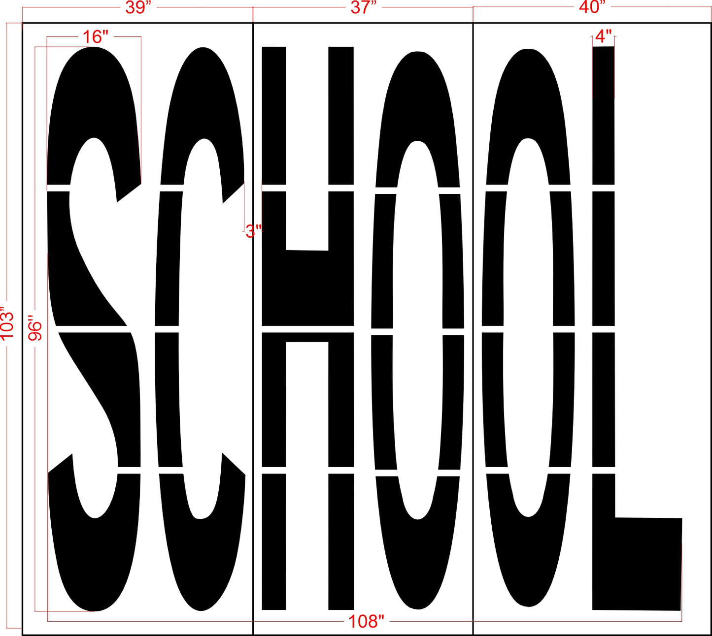 96" New York DOT SCHOOL Stencil - 1-800-Stencil