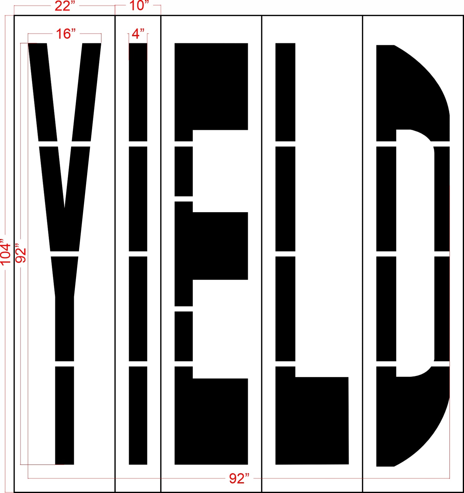 96" New York DOT YIELD Stencil - 1-800-Stencil