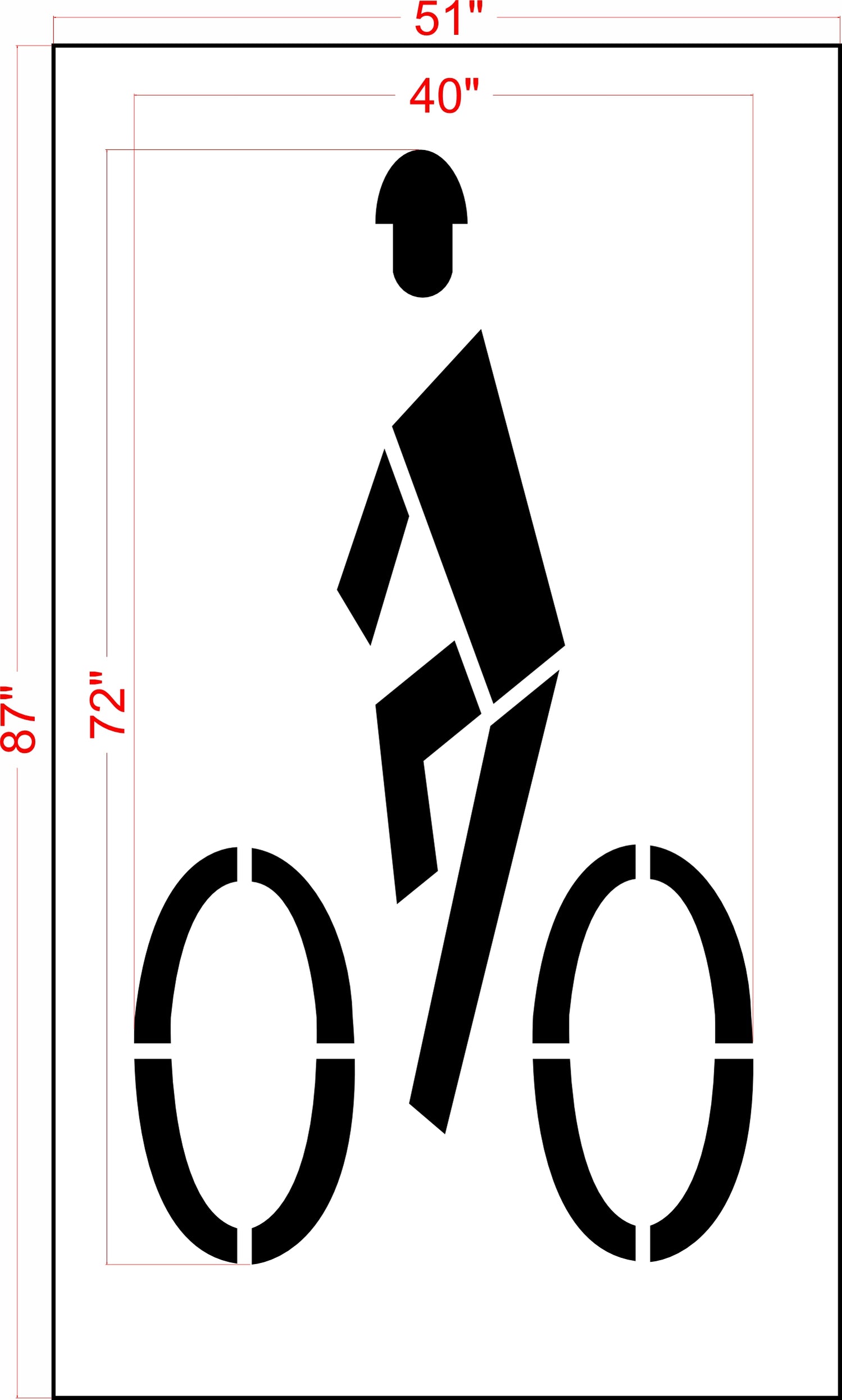 72" New York DOT Bike Lane Symbol Stencil - 1-800-Stencil