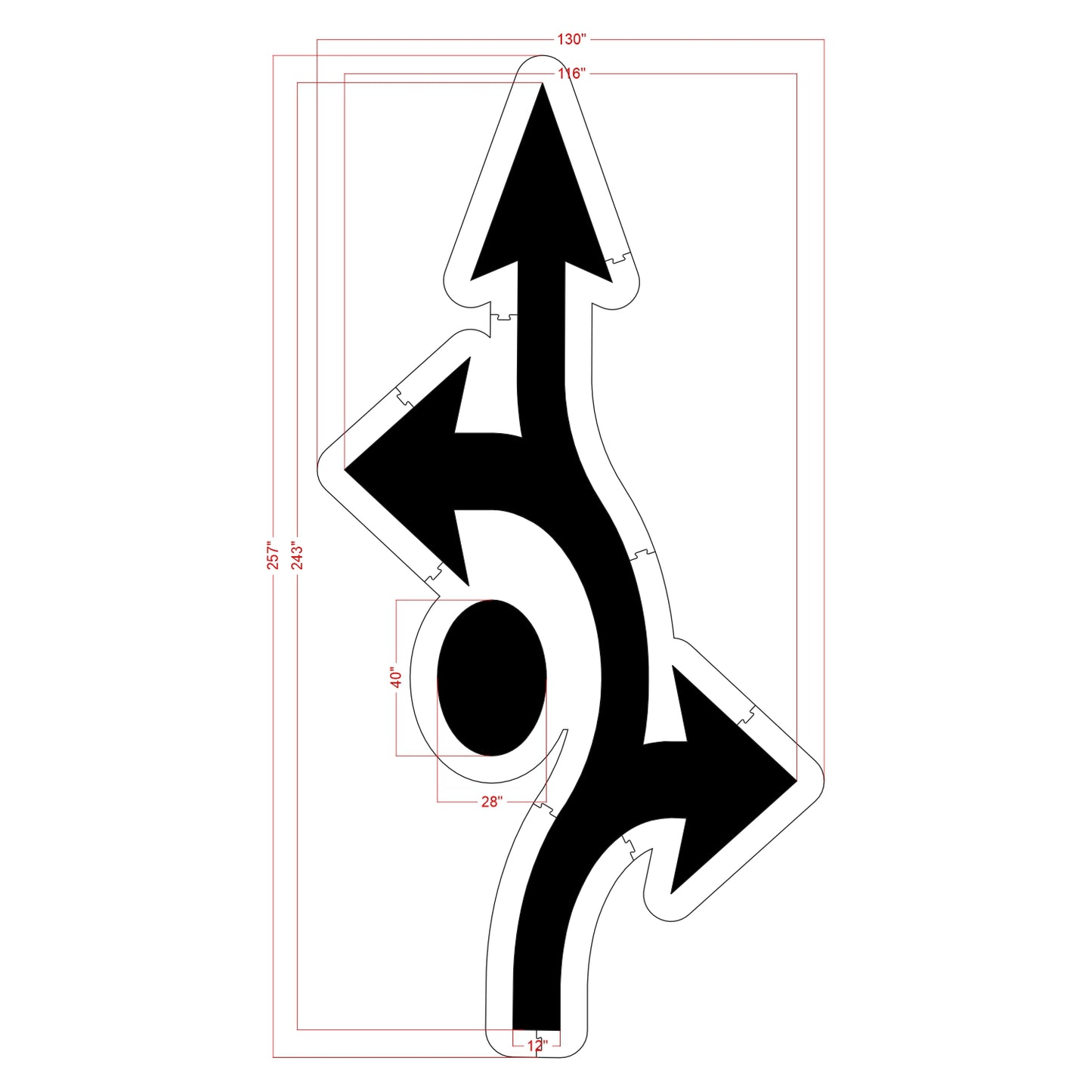 243" Ohio DOT Roundabout Arrows Stencil - 1-800-Stencil