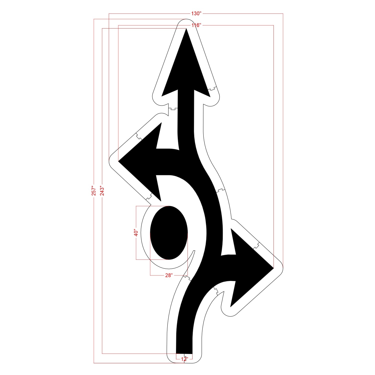 243" Ohio DOT Roundabout Arrows Stencil - 1-800-Stencil