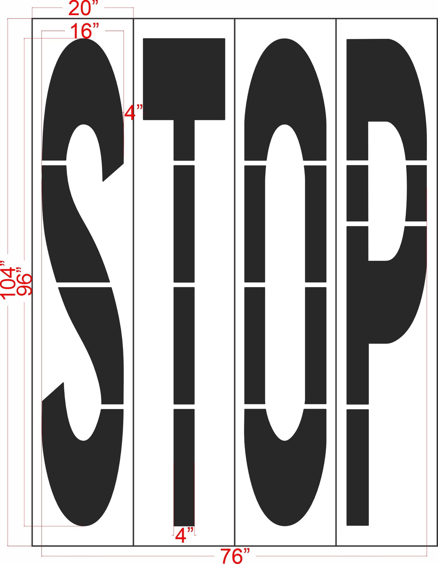 96" Oklahoma DOT STOP Stencil - 1-800-Stencil