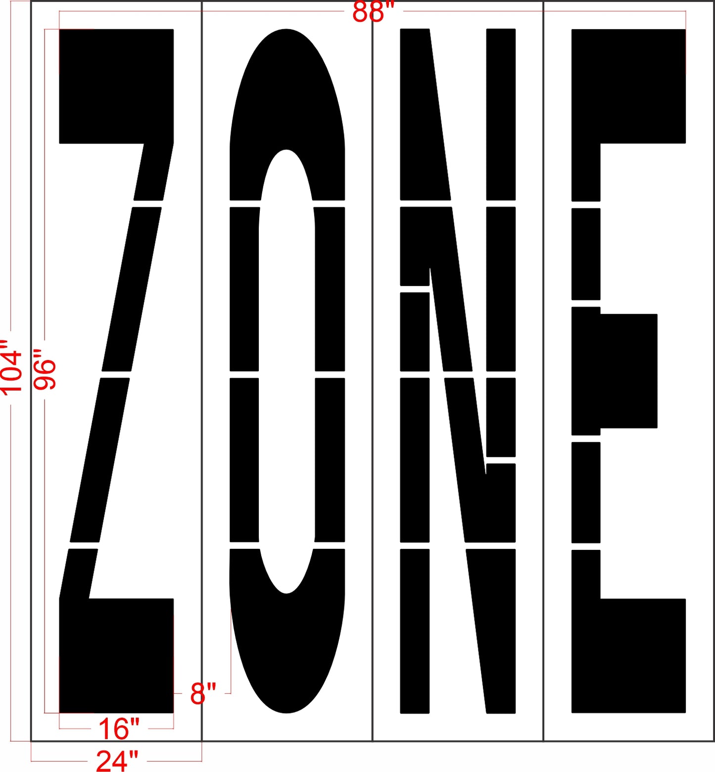 96" Oklahoma DOT ZONE Stencil - 1-800-Stencil