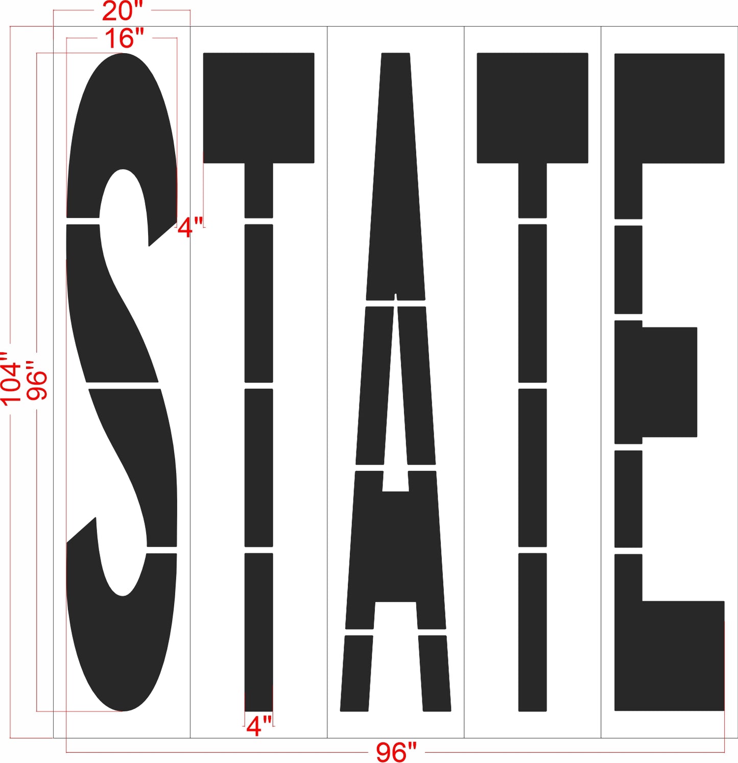 96" Oklahoma DOT STATE Stencil - 1-800-Stencil