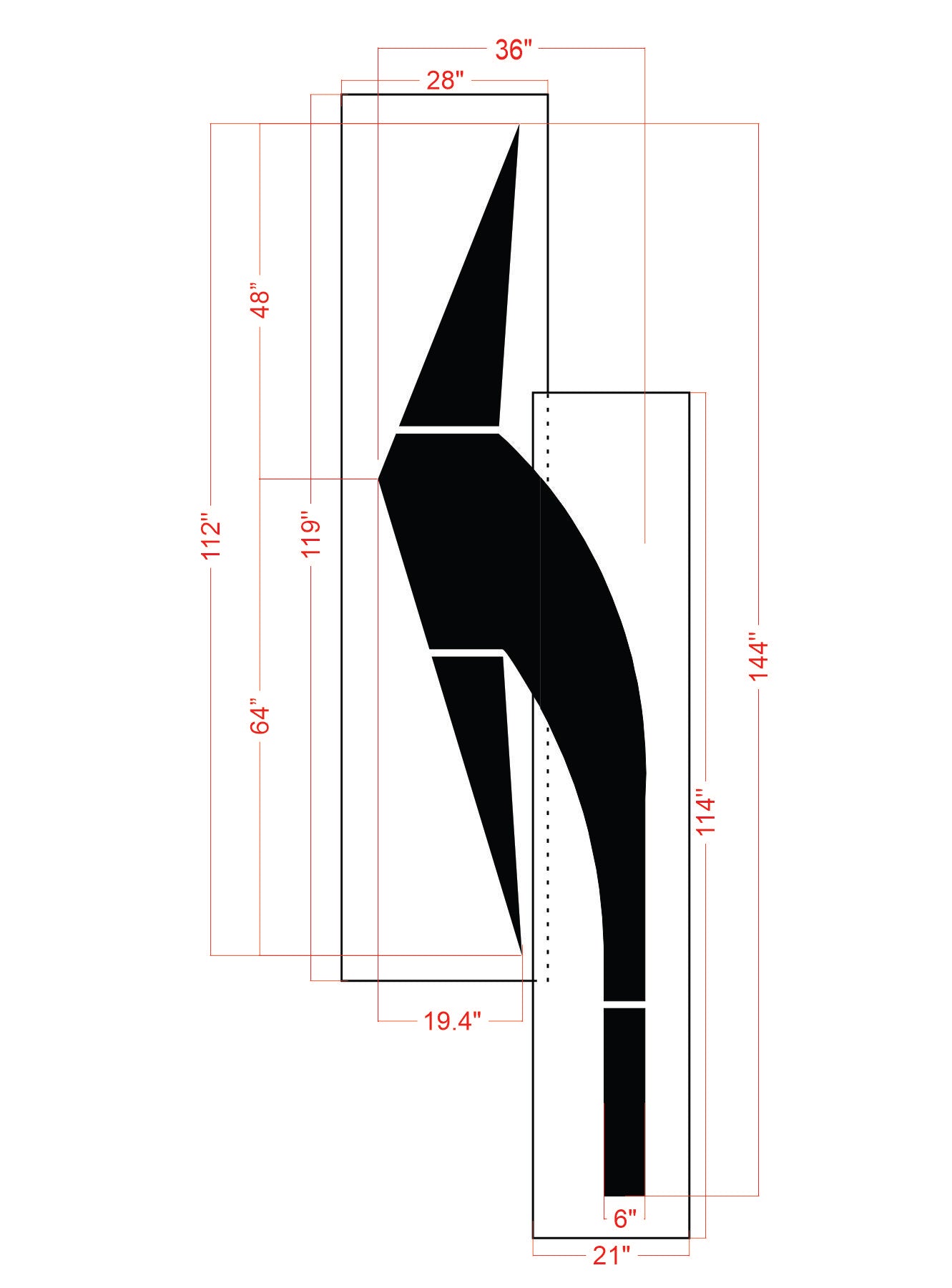 144" Pennsylvania DOT Elongated Turn Arrow Stencil | Parking Lot ...