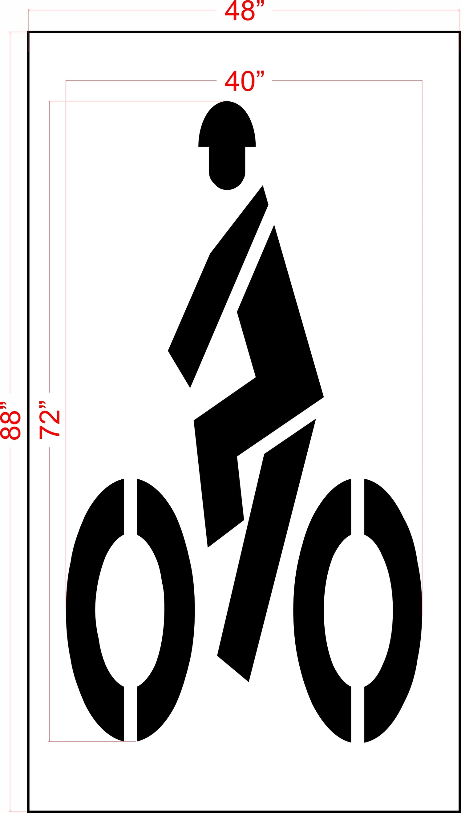 72" Portland DOT Bike Rider Symbol Stencil - 1-800-Stencil
