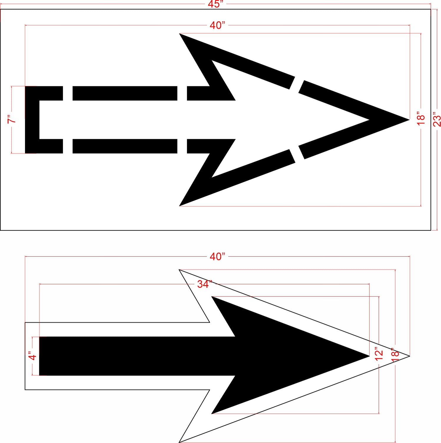 25" Portland DOT Straight Arrow Stencil - 1-800-Stencil
