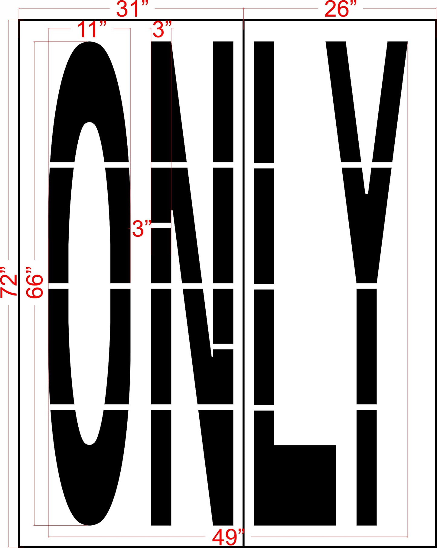 66" Portland DOT ONLY Stencil