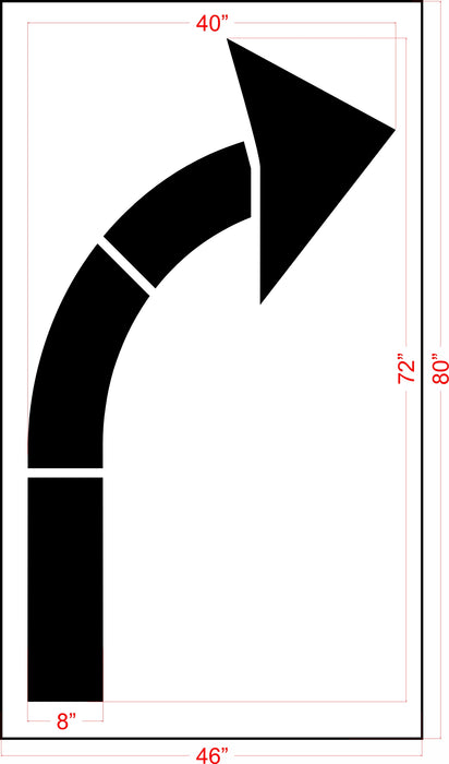 48" San Antonio DOT Bike Lane Turn Arrow Stencil - 1-800-Stencil