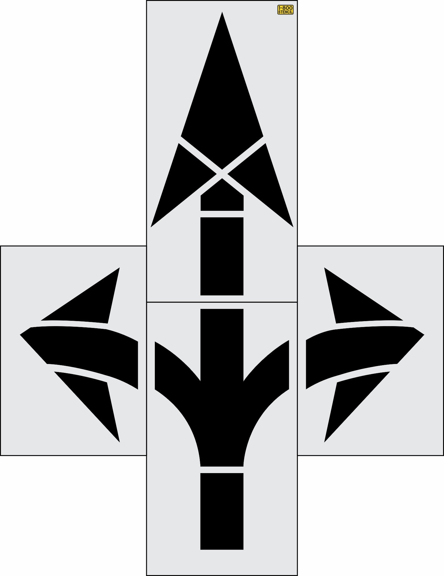 153" San Antonio DOT Three Way Arrow Stencil - 1-800-Stencil