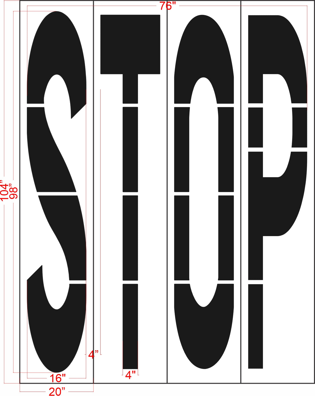 96" San Antonio DOT STOP Stencil | Parking Lot & Drive-Thru Pavement ...