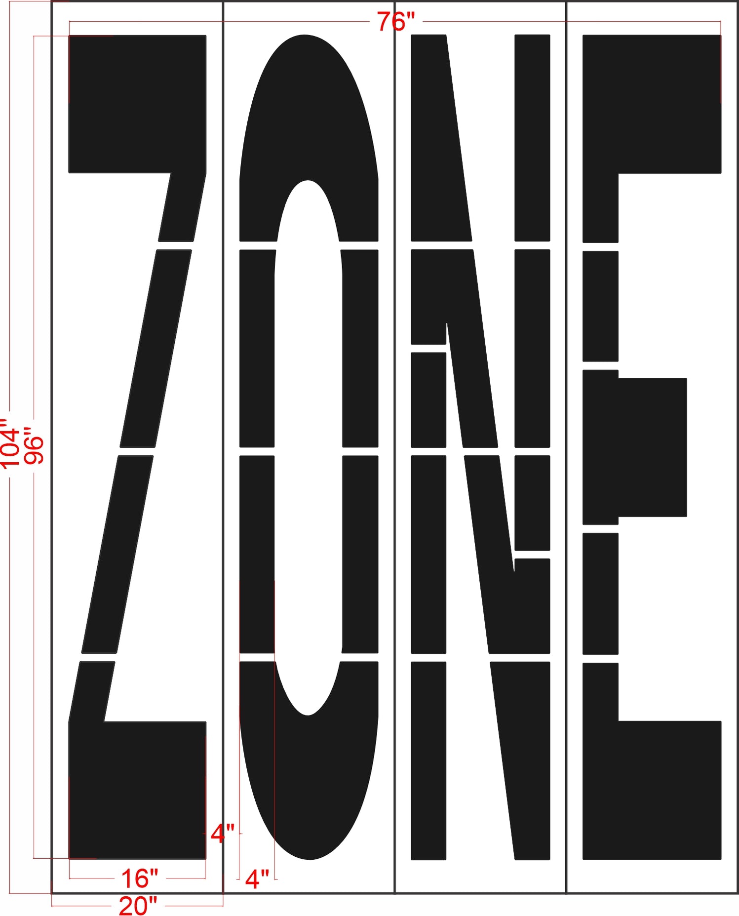 96" San Antonio DOT ZONE Stencil - 1-800-Stencil