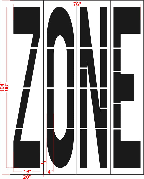 96" San Antonio DOT ZONE Stencil - 1-800-Stencil