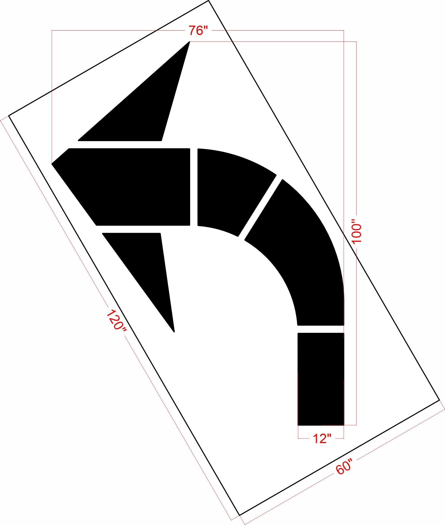 96" South Carolina DOT Turn Arrow Stencil - 1-800-Stencil